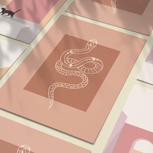 Zodiac Snake Wall Decor Print, Geometric Snake Design Art, Zodiac Frame ...