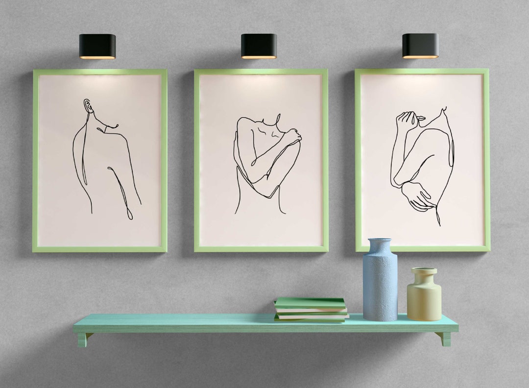Set of 3 Line Drawing Printable Room Decor Dining Room - Etsy