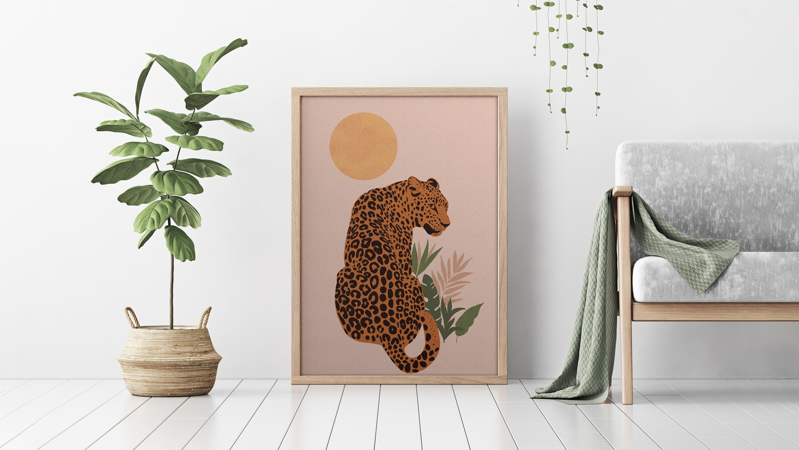 Leopard Printable Wall Decor Boho Leopard Mid Century Frame | Etsy