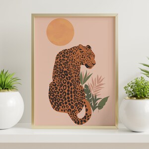 Leopard Printable Wall Decor, Boho Leopard Mid Century Frame, Animal ...