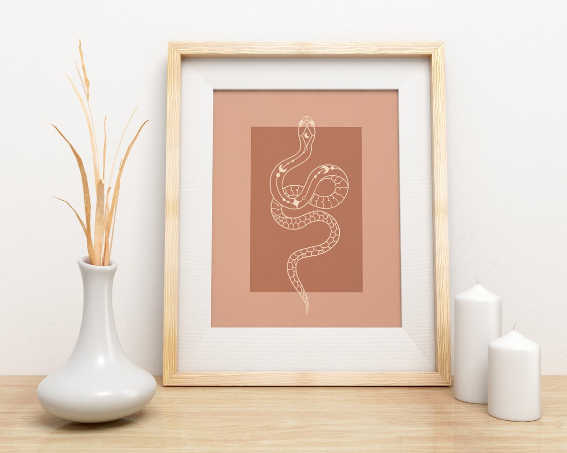 Zodiac Snake Wall Decor Print Geometric Snake Design Art | Etsy