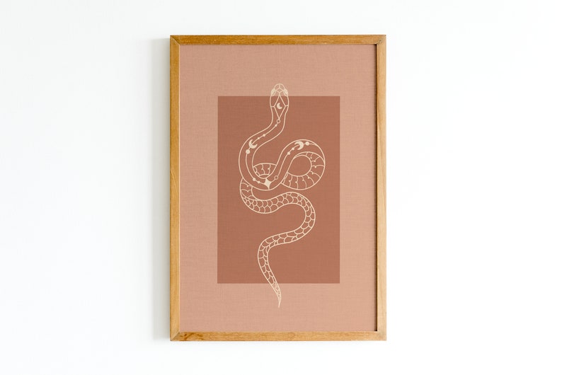 Zodiac Snake Wall Decor Print, Geometric Snake Design Art, Zodiac Frame ...