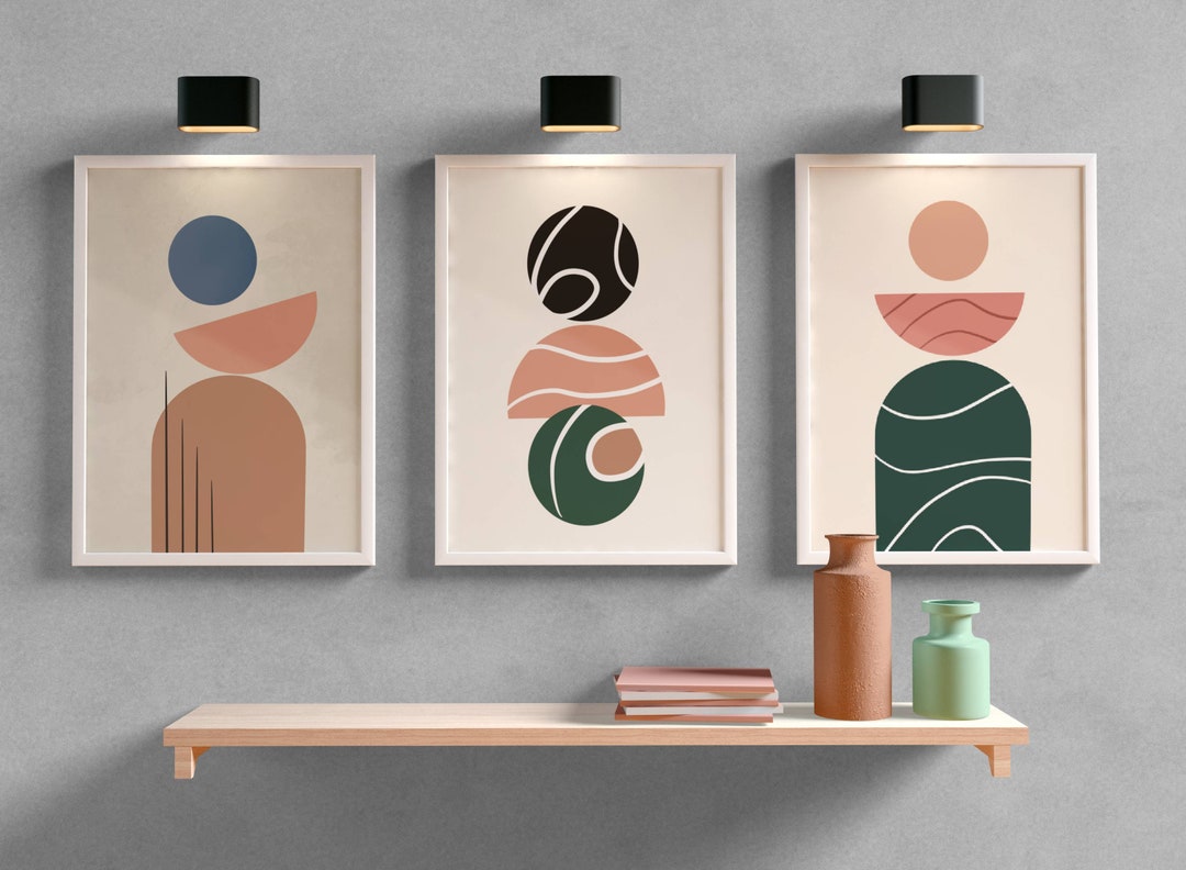 Set of 3 Abstract Drawing Printable Room Decor, Room Wall Art, Dining ...