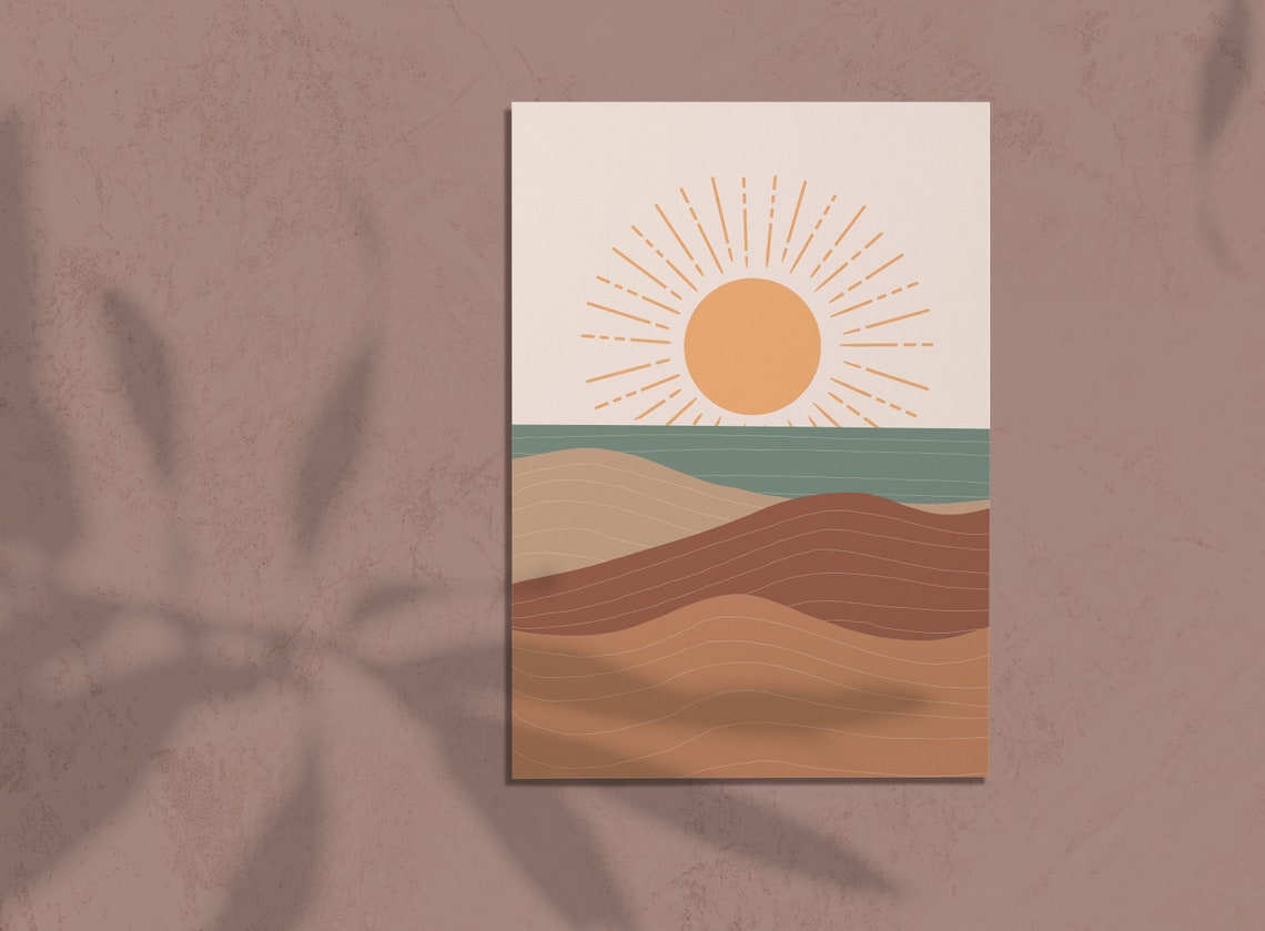 Beach Landscape Printable Wall Decor Sunset Design Art | Etsy