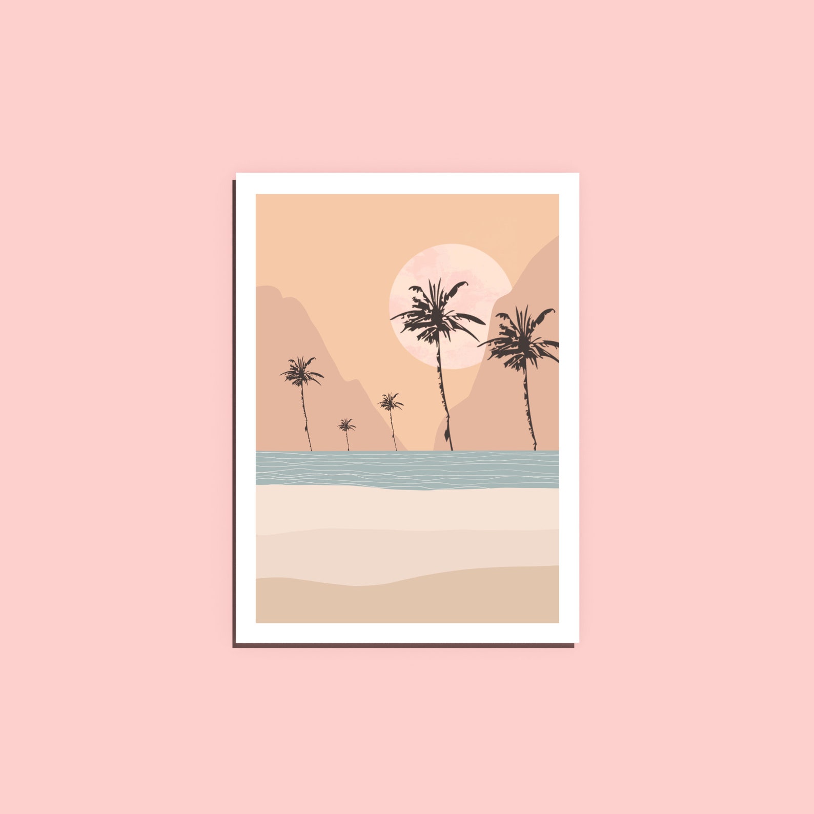 Tropical Beach Landscape Printable Wall Decor Sunset Design - Etsy