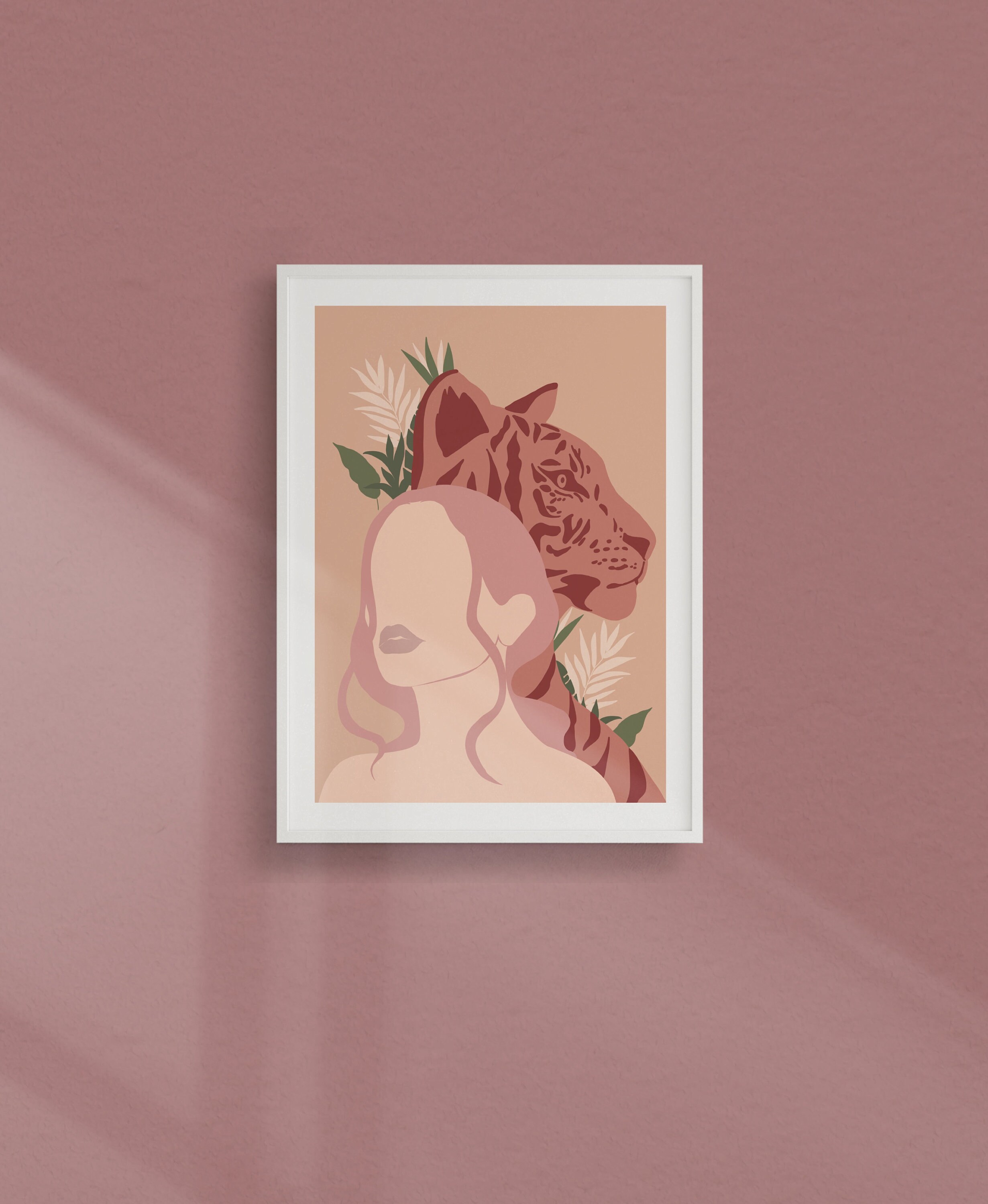 Tiger Woman Printable Wall Decor, Boho Tiger Girl, Modern Frame ...