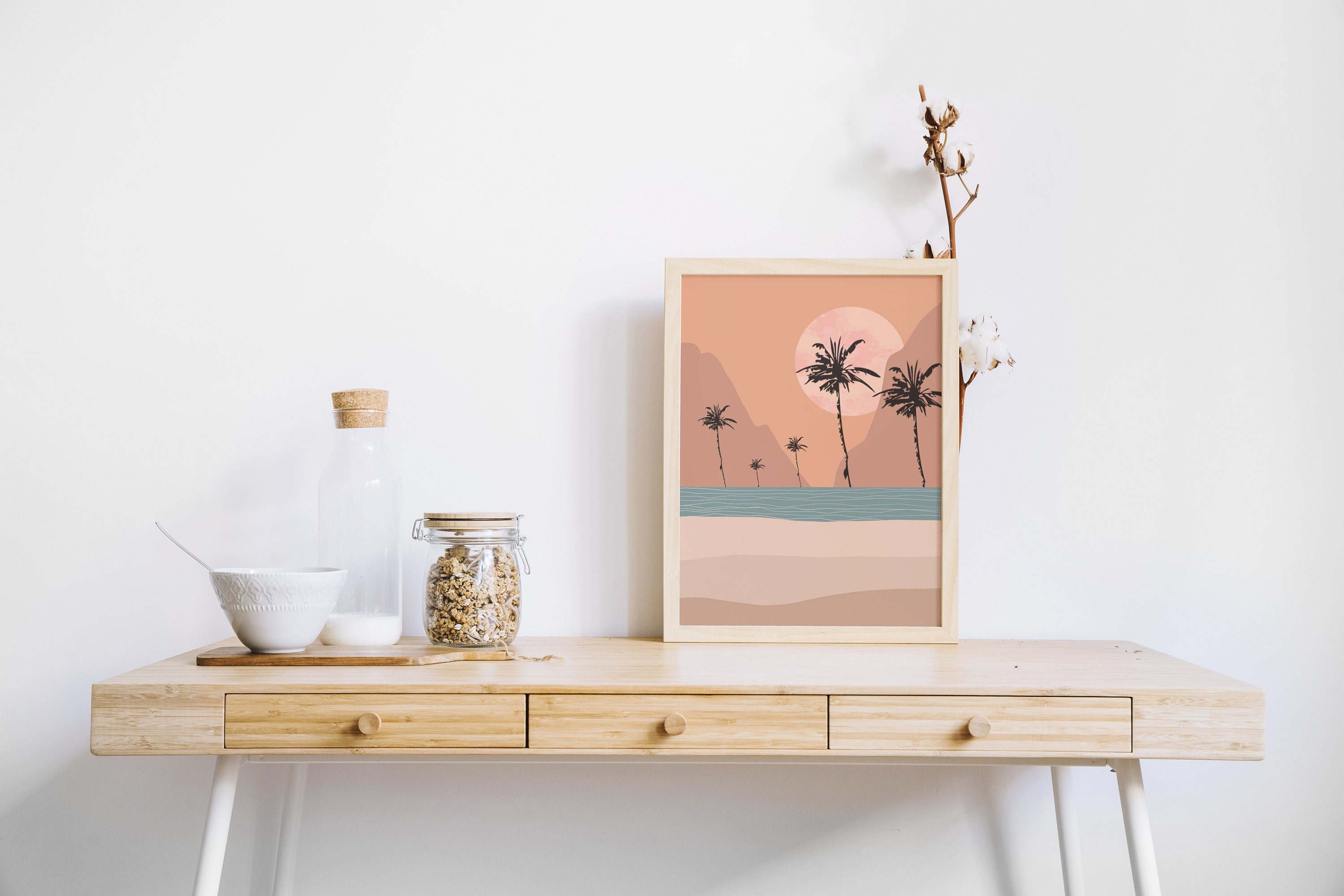 Tropical Beach Landscape Printable Wall Decor Sunset Design - Etsy