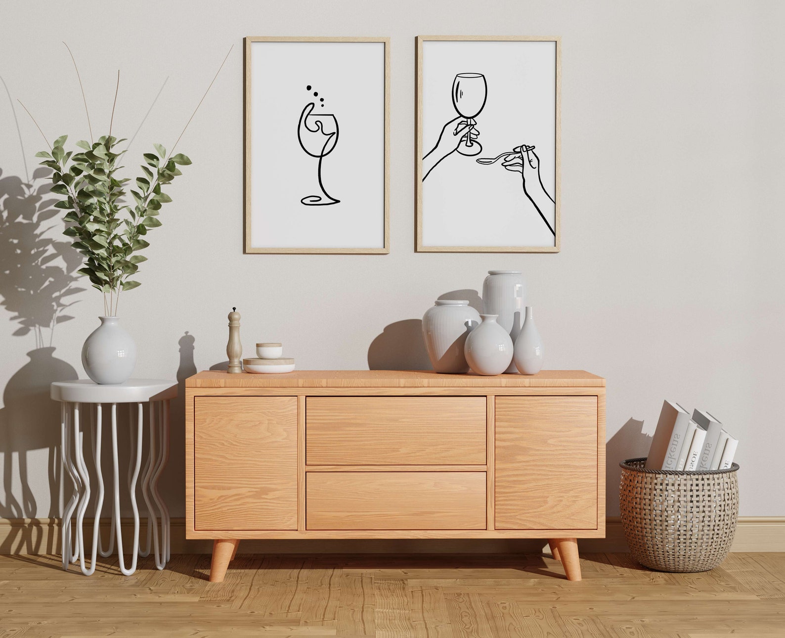 Set of 8 Line Drawing Printable Kitchen Decor ,kitchen Wall Art, Dining ...