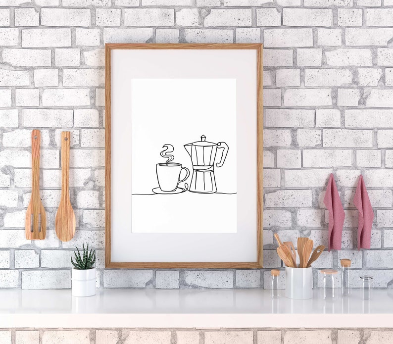 Set of 3 Line Drawing Printable Kitchen Decor kitchen Wall - Etsy