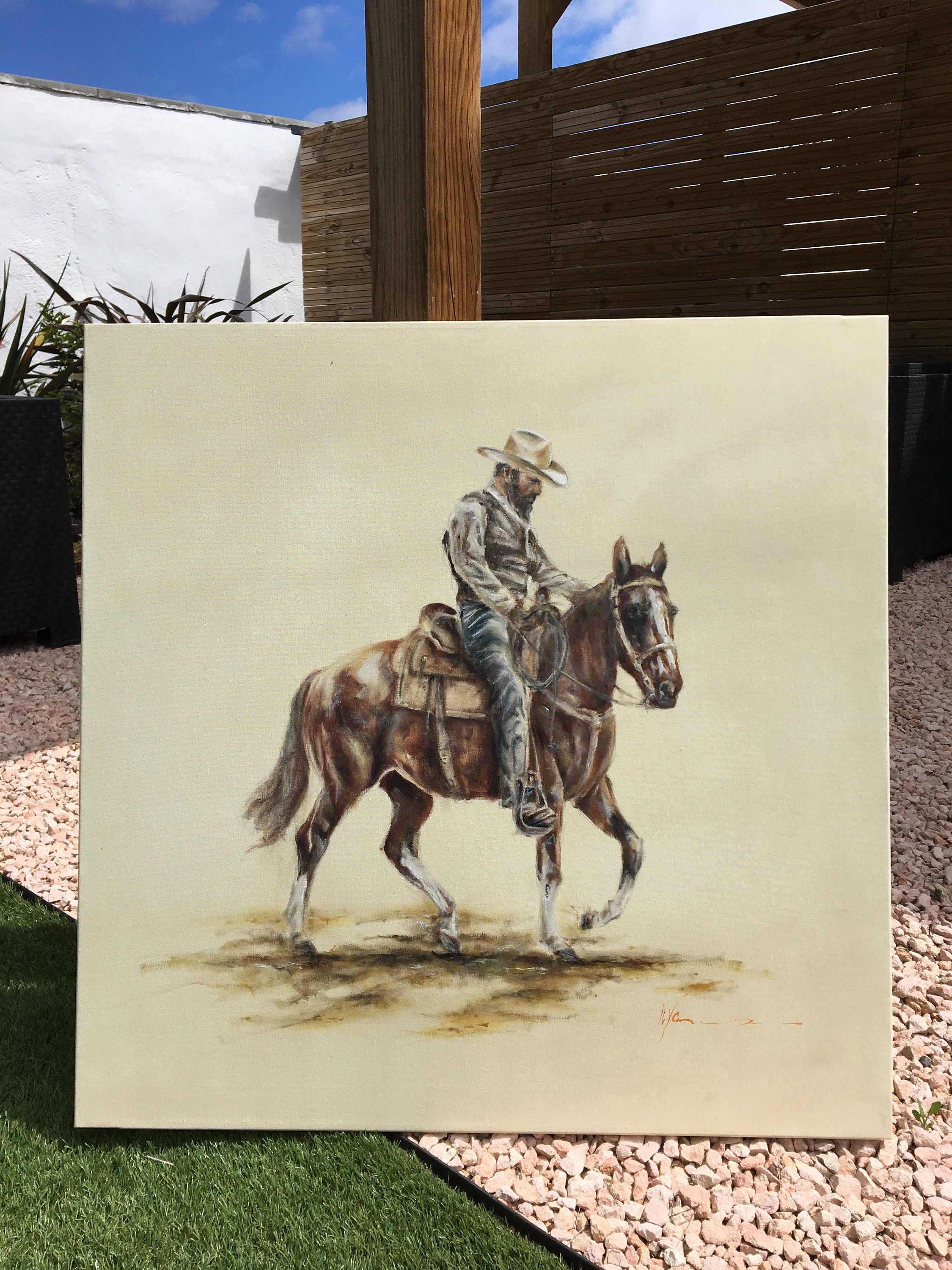 Cowboy Oil Painting Original Wall Art Western Style Living Room - Etsy