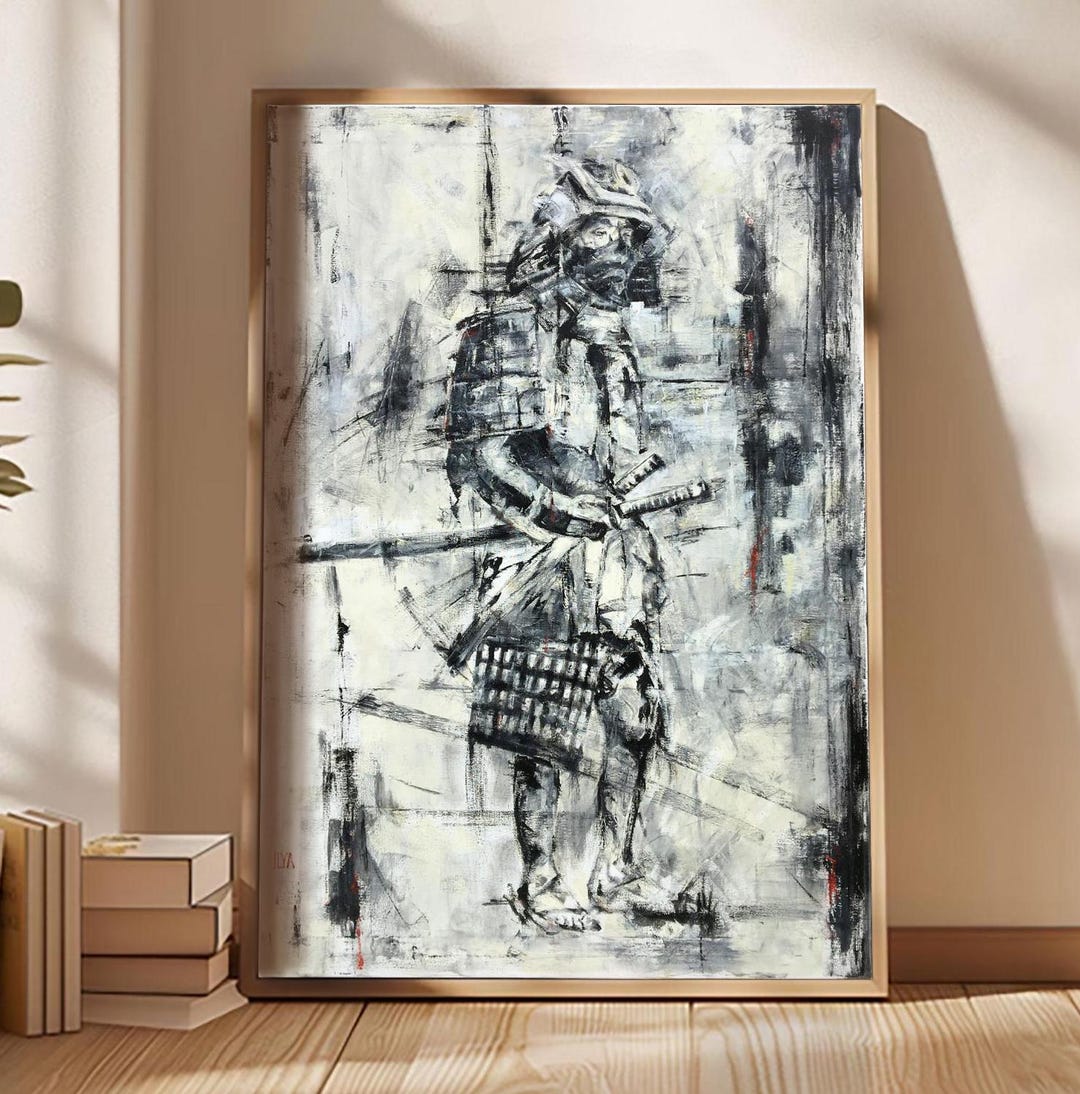 Samurai Oil Painting on Canvas: Large Japanese Warrior Art - Etsy