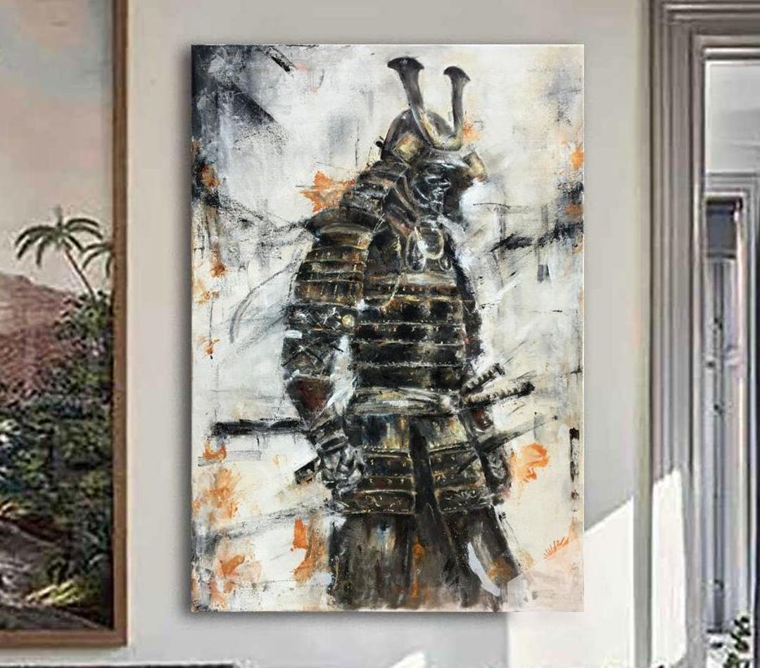 Original Gold Samurai Oil Painting: Japanese Warrior Wall Art - Etsy