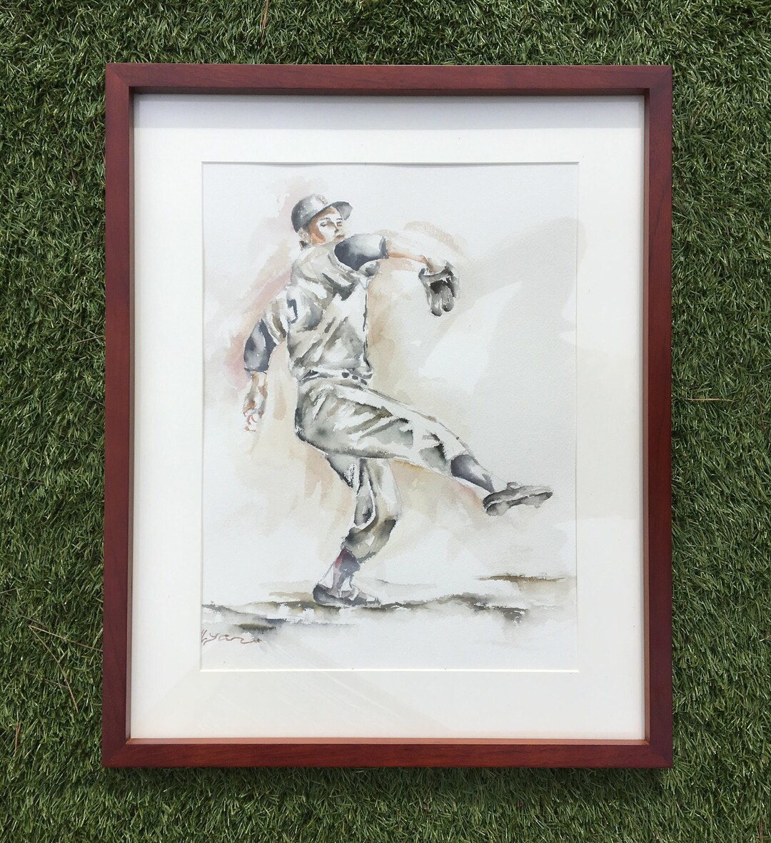 Baseball Original Watercolor Painting, Dodgers Team, American Sport ...