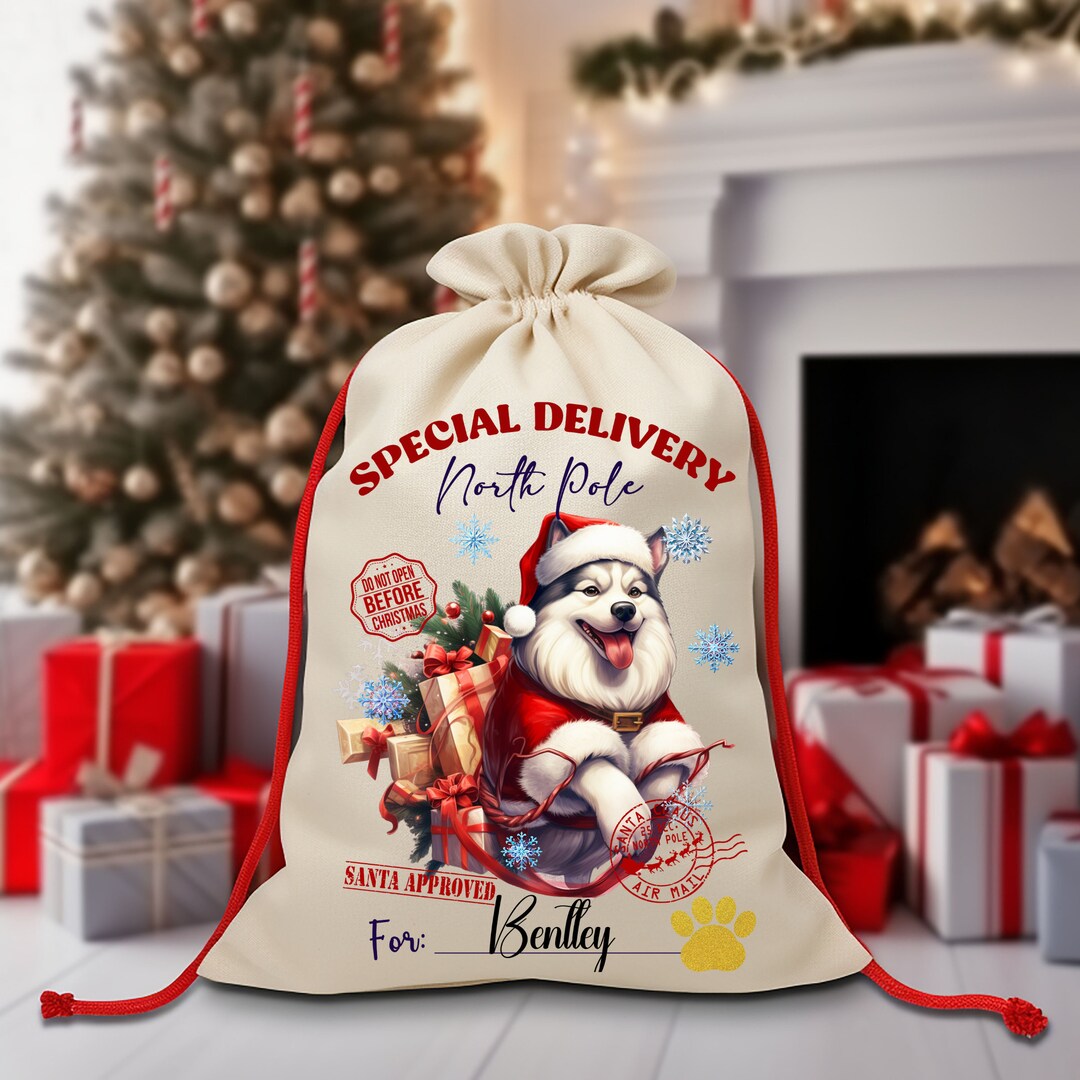Custom Puppy Santa Sack, Santa Express Delivery Sack, Santa Sack With ...