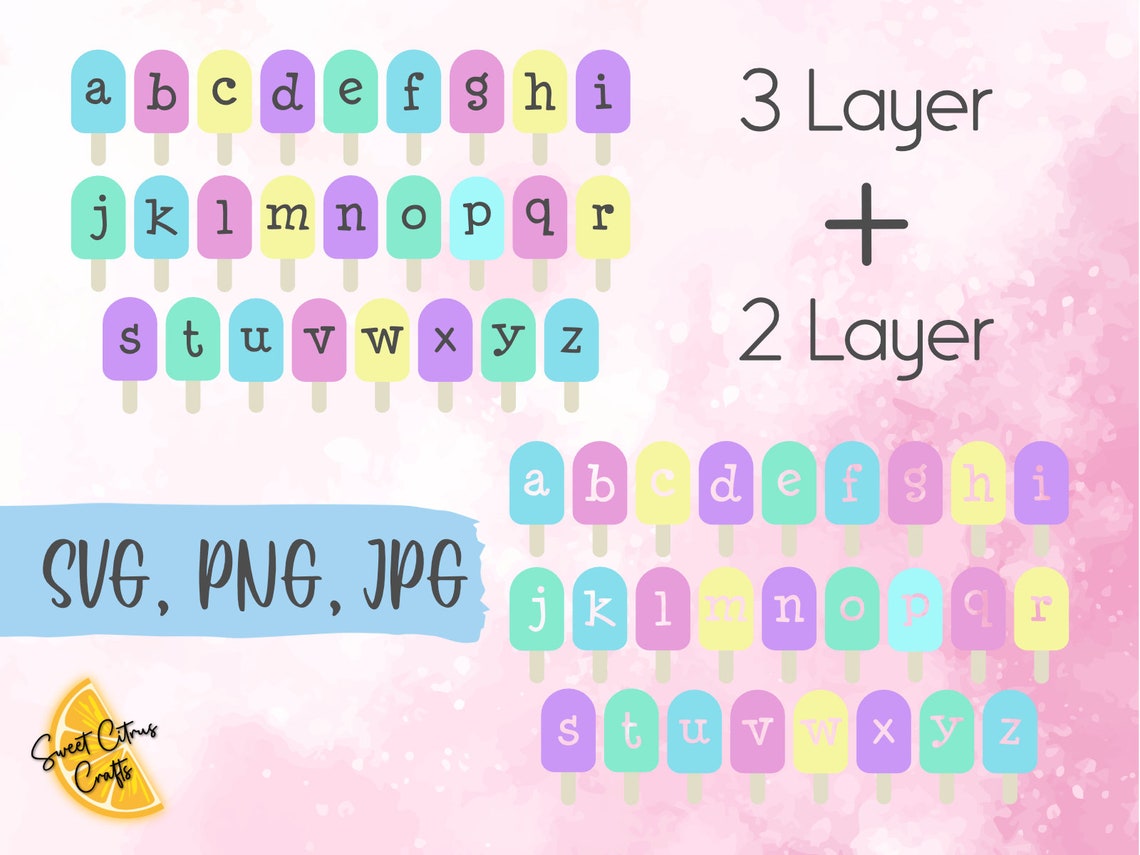 Popsicle Alphabet SVG 2 Layer & 3 Layer Popsicle Font Ice | Etsy