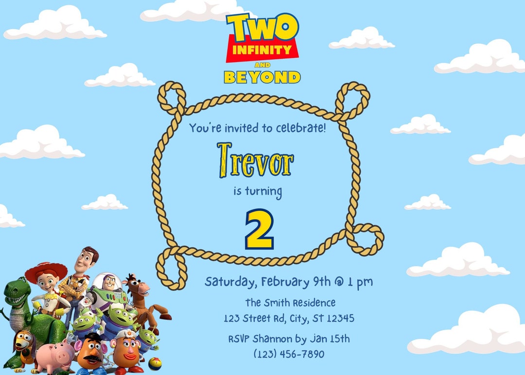 Toy Story Second Birthday Invitation, Two Infinity & Beyond Digital ...