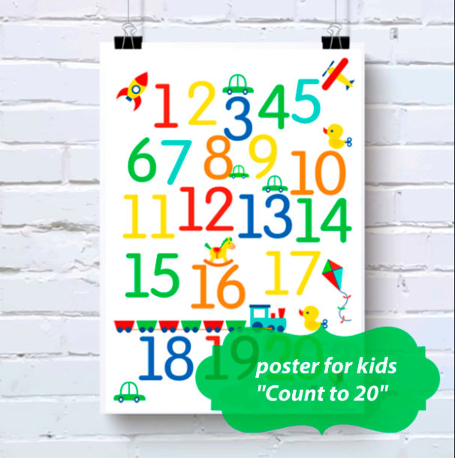 Educational Poster For Kids Count To 20 Etsy Educational Poster For Kids Count To 20 Etsy