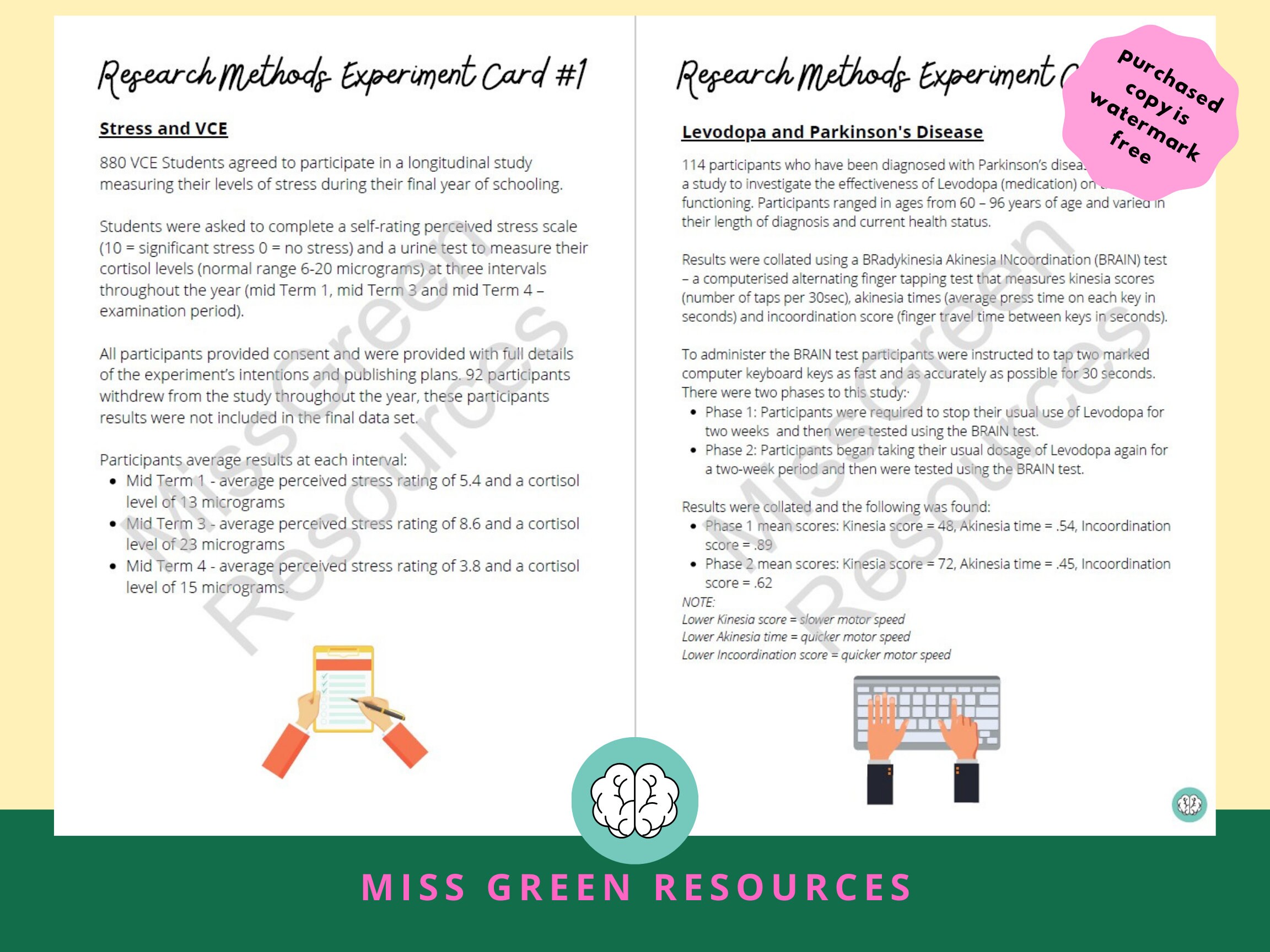 Unit 1-4 Learning Activities - Research Methods Task and Experiment ...