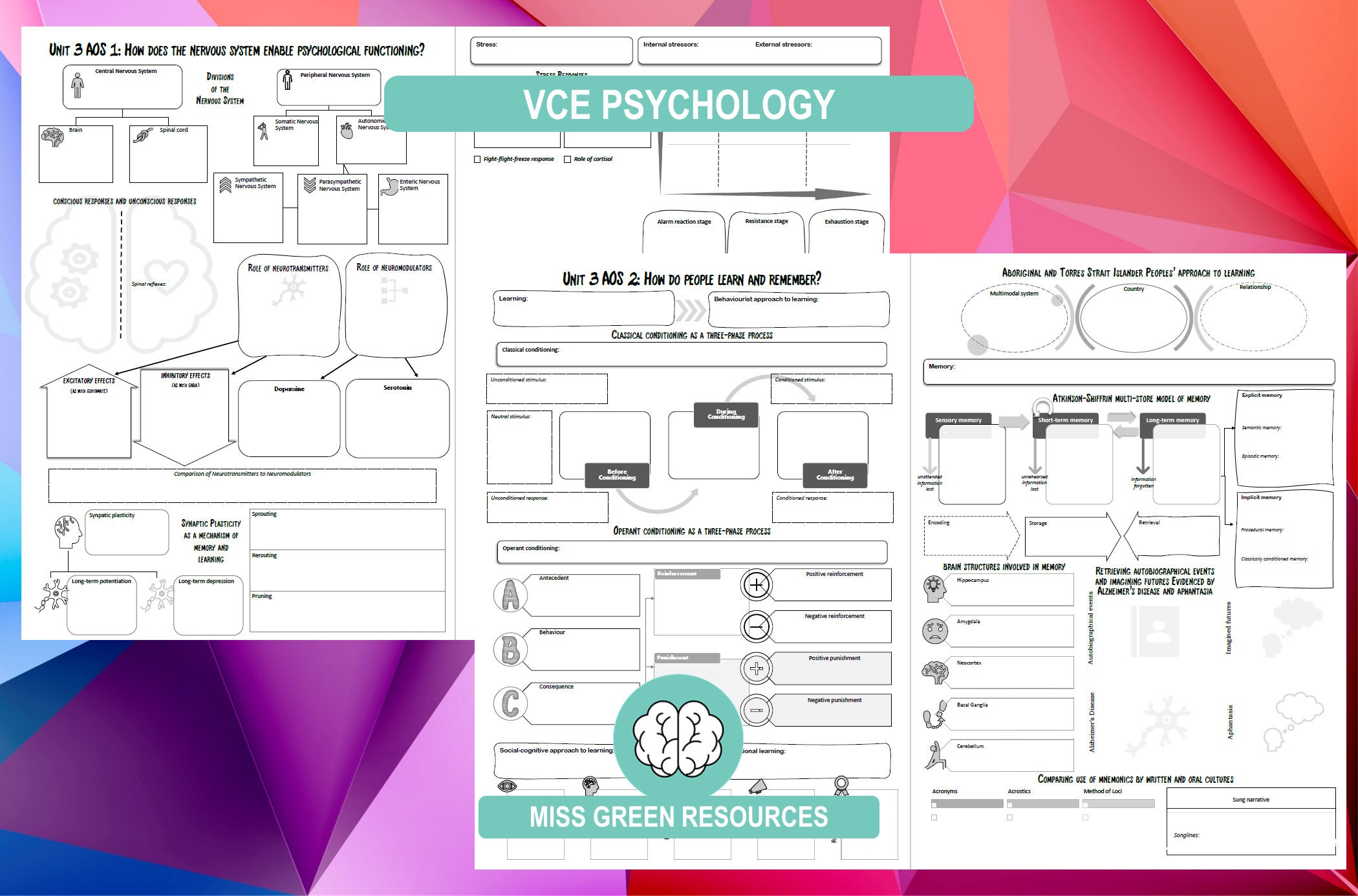 Unit 3 VCE Psychology Revision Posters (2023 - 2027 SD) - Etsy Australia
