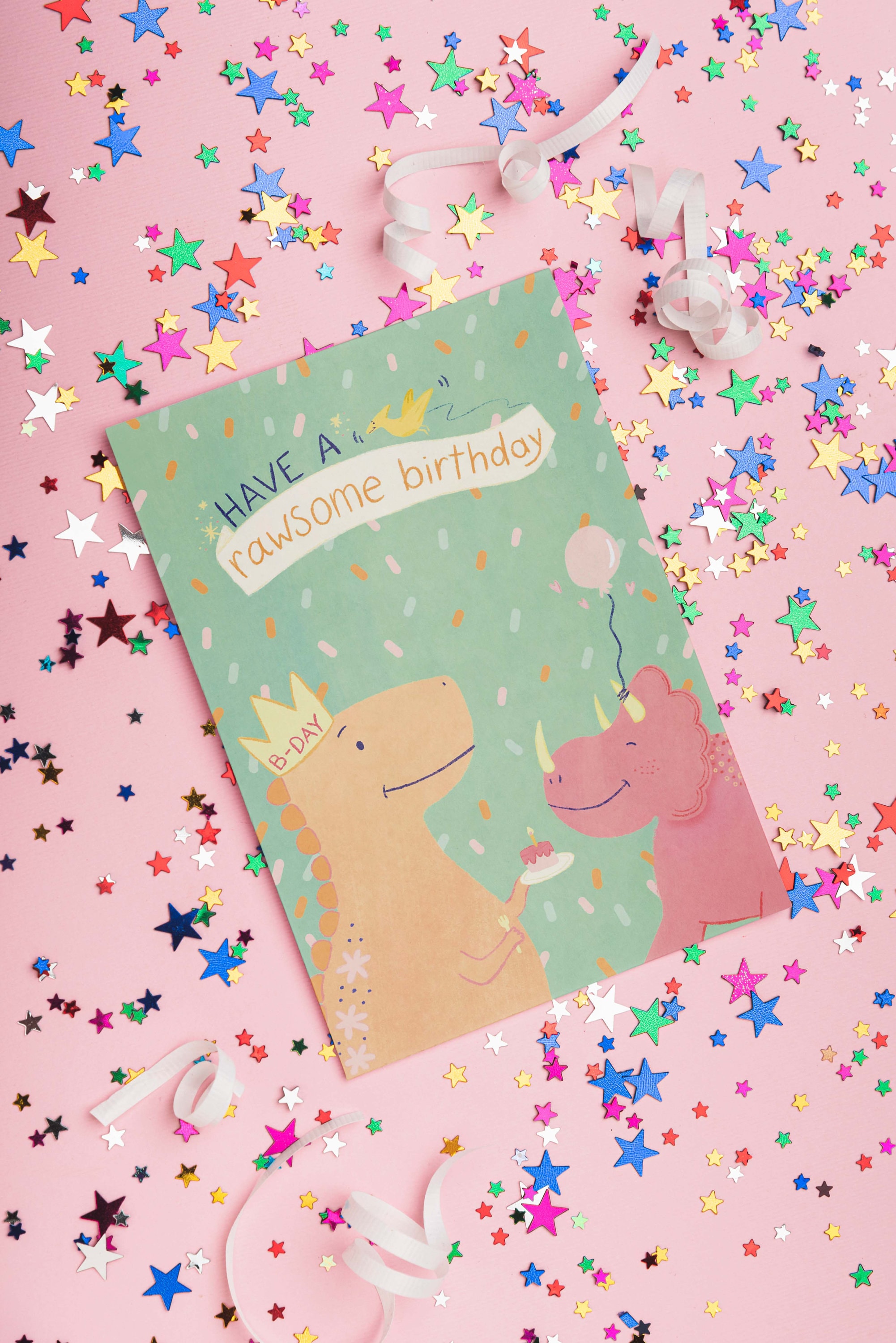 Printable Dino Birthday Card, Pastel Color, Rawsome, Dinosaur, PDF ...