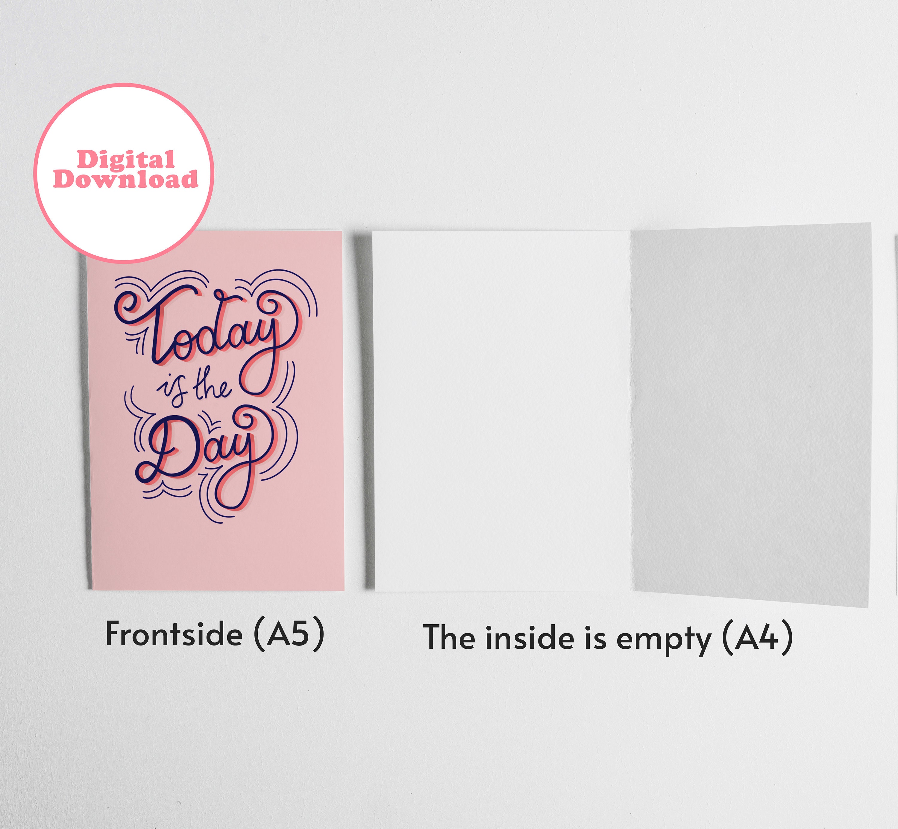 Printable Today is the Day A5 Card, Hand Lettered, Gift Idea, Instant ...