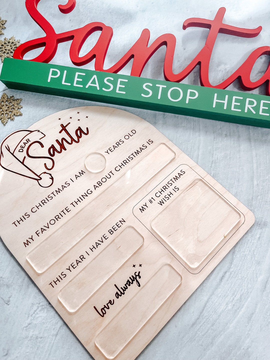 Dear Santa Sign, Reusable Acrylic Sign, Dry Erase Sign, Christmas Sign ...