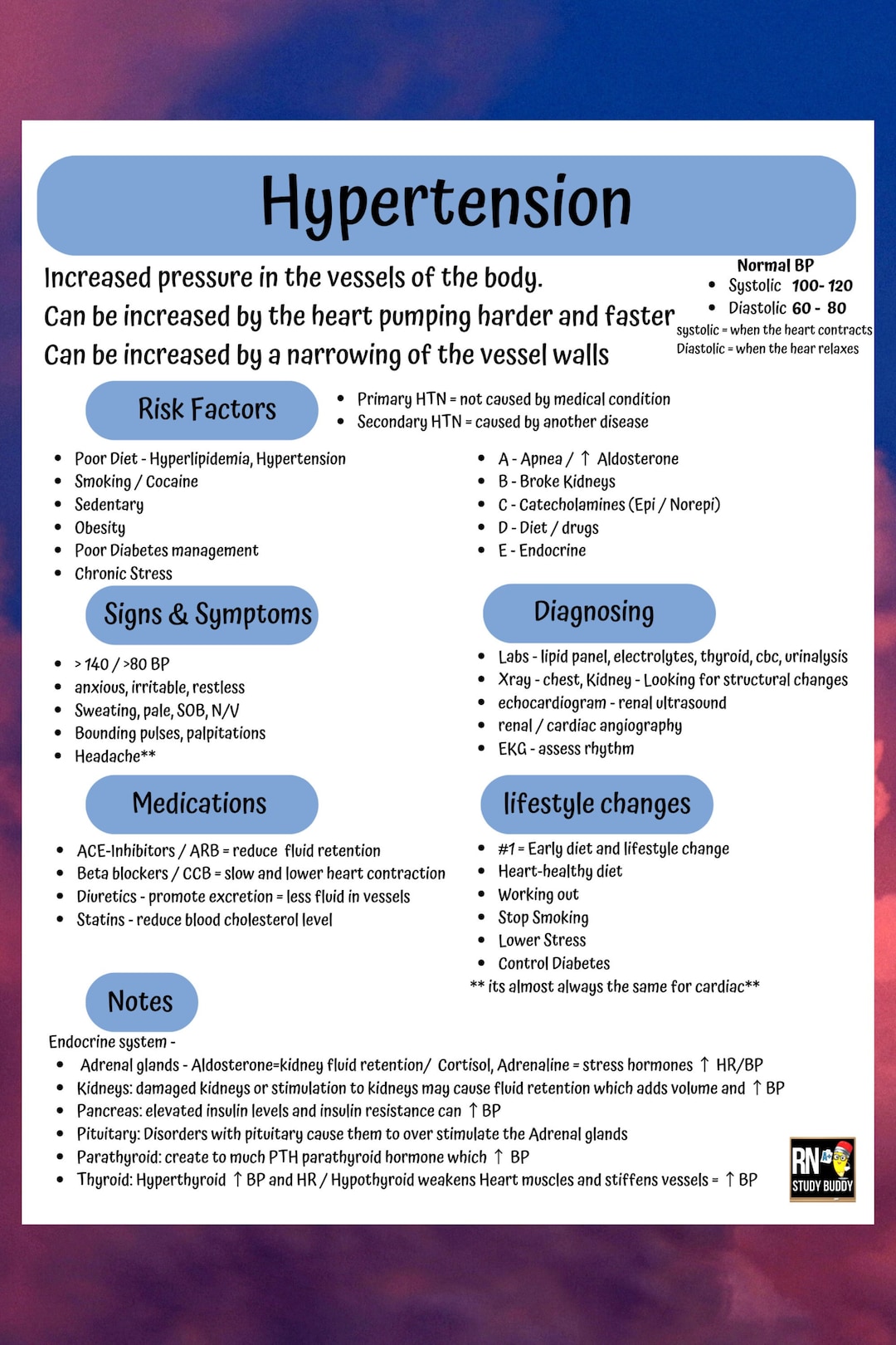 Nursing School Notes, Medsurg Hypertension Pathophysiology Made Easy ...