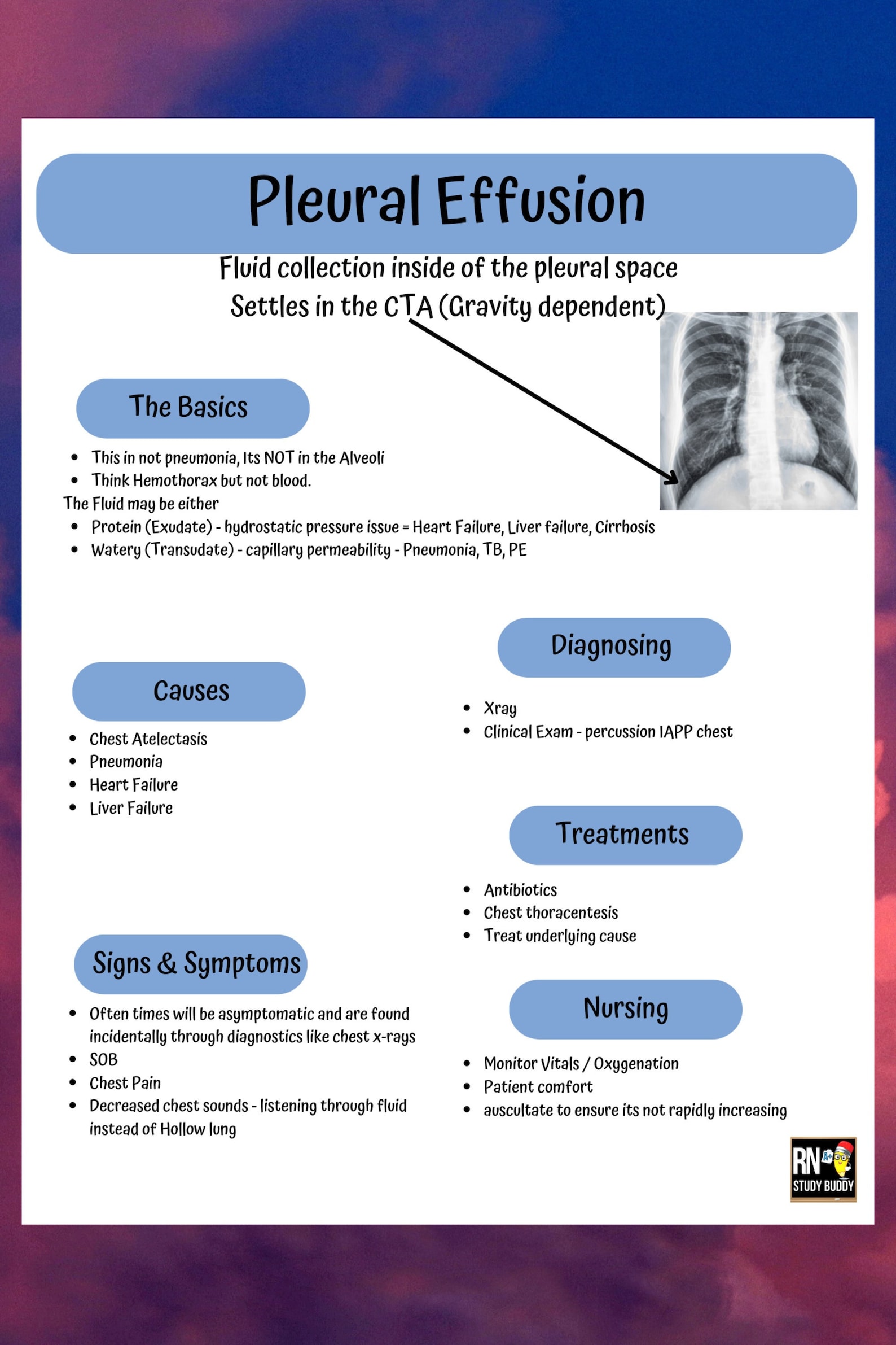 Pleural Effusion Nursing School Notes, Med Surg Pulmonary Basics ...