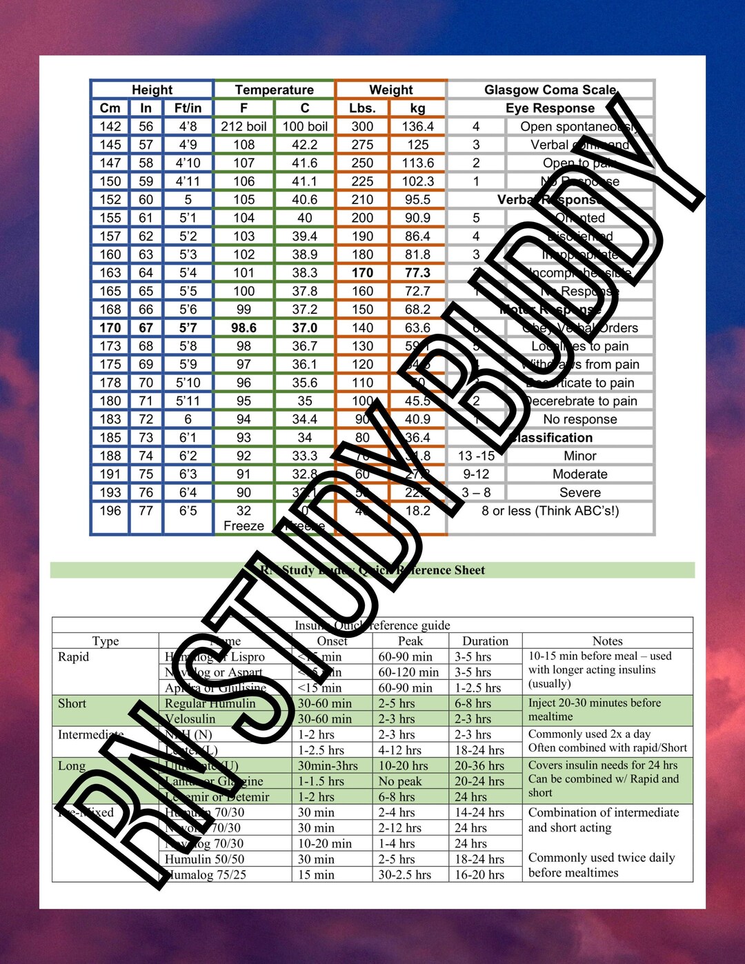 Clinical Cheat Sheets, Patient Care Log, Perfect for Nursing Students ...