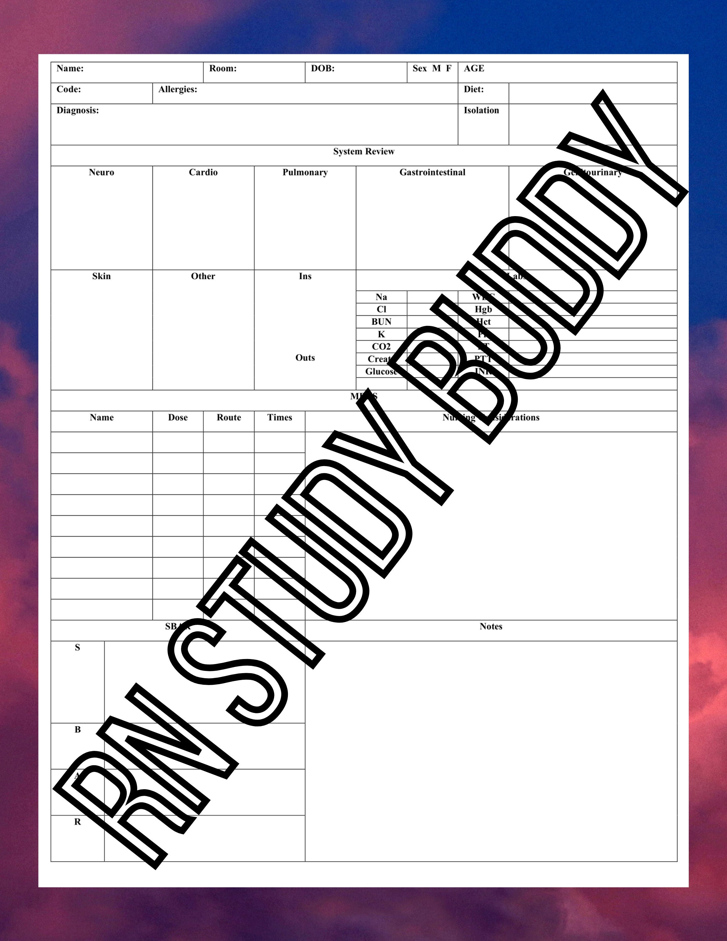 Clinical Cheat Sheets Patient Care Log Perfect for Nursing - Etsy