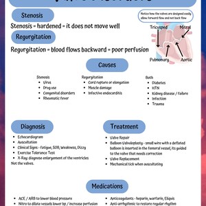 Nursing School Notes, Medsurg Cardiac Valve Disease, Stenosis Vs ...