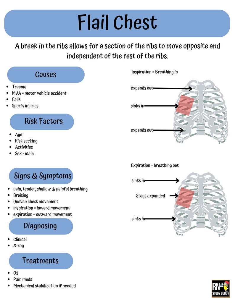 Flail Chest Nursing School Notes, Med Surg Pulmonary Basics, Flail ...