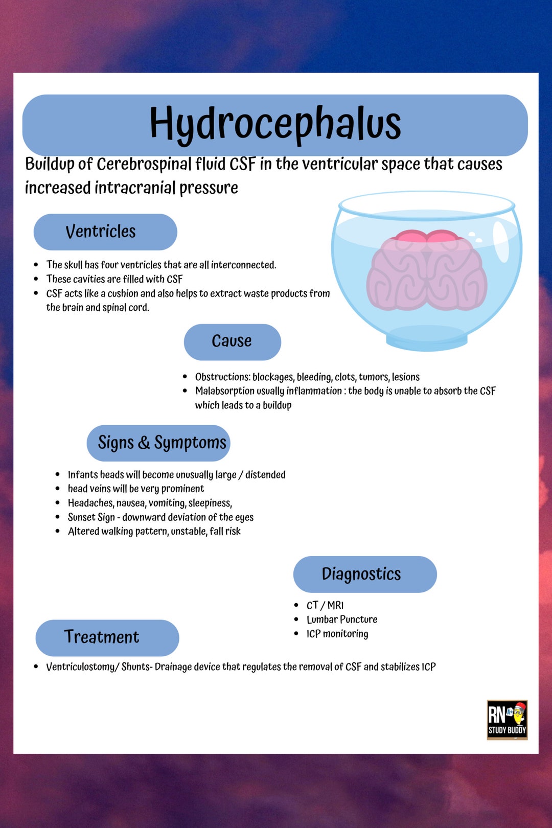 Nursing School Notes, Medsurg Neurology Hydrocephalus, This Cheat Sheet ...