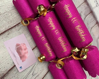 Birthday Crackers Any Colour Ribbon Text Personalised Fill Your Own ...