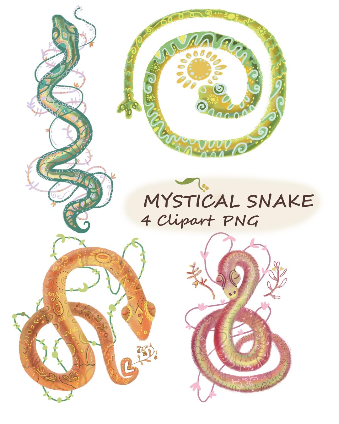 Mystical Snakes Clipart Digital Download - Etsy