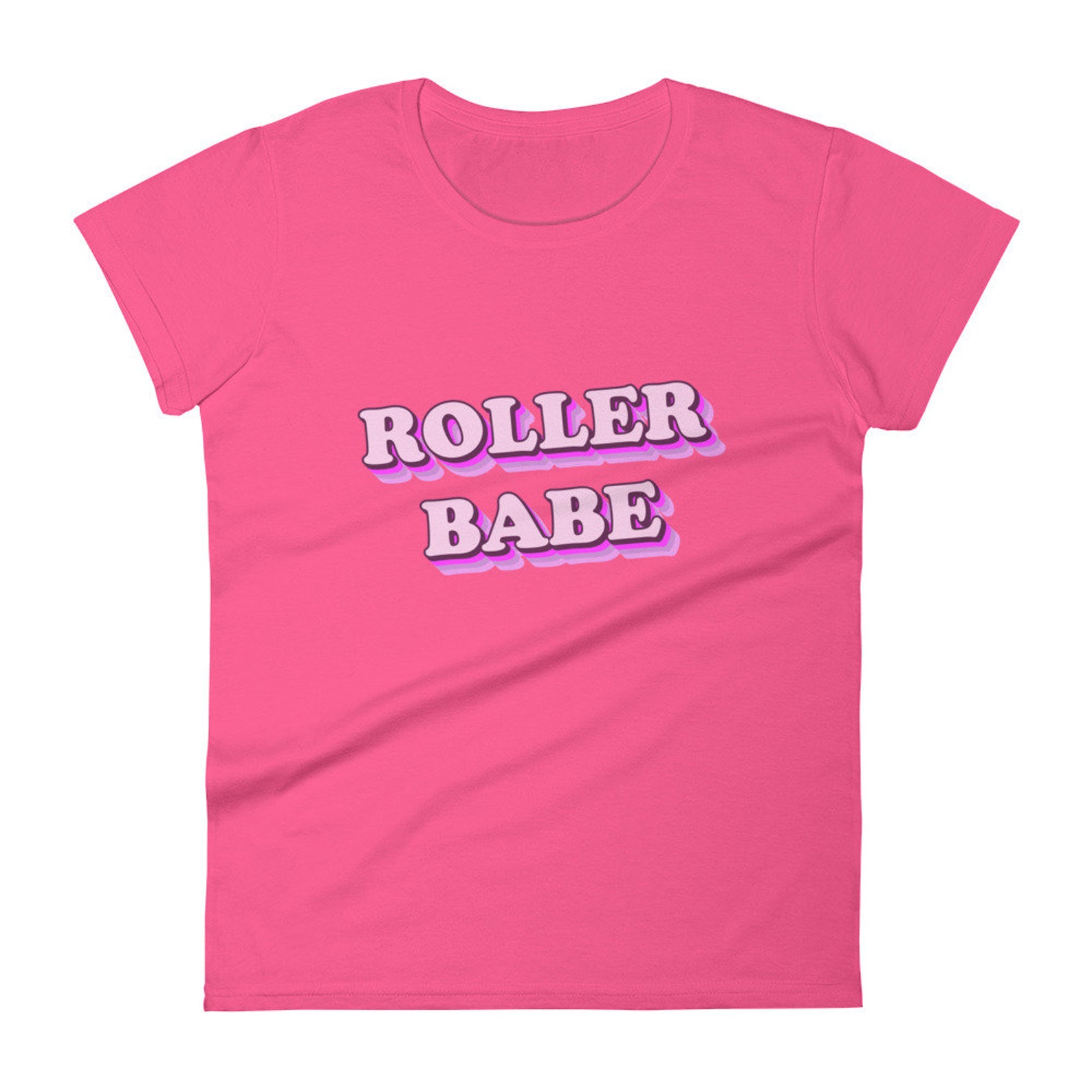 Roller Babe Pink Retro Vibe Tee | Roller Skating Gift | Rollerblade ...