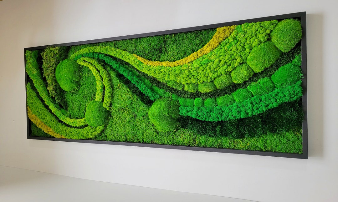 Arte de pared de musgo. Muro de musgo. pared verde. Marco de musgo ...