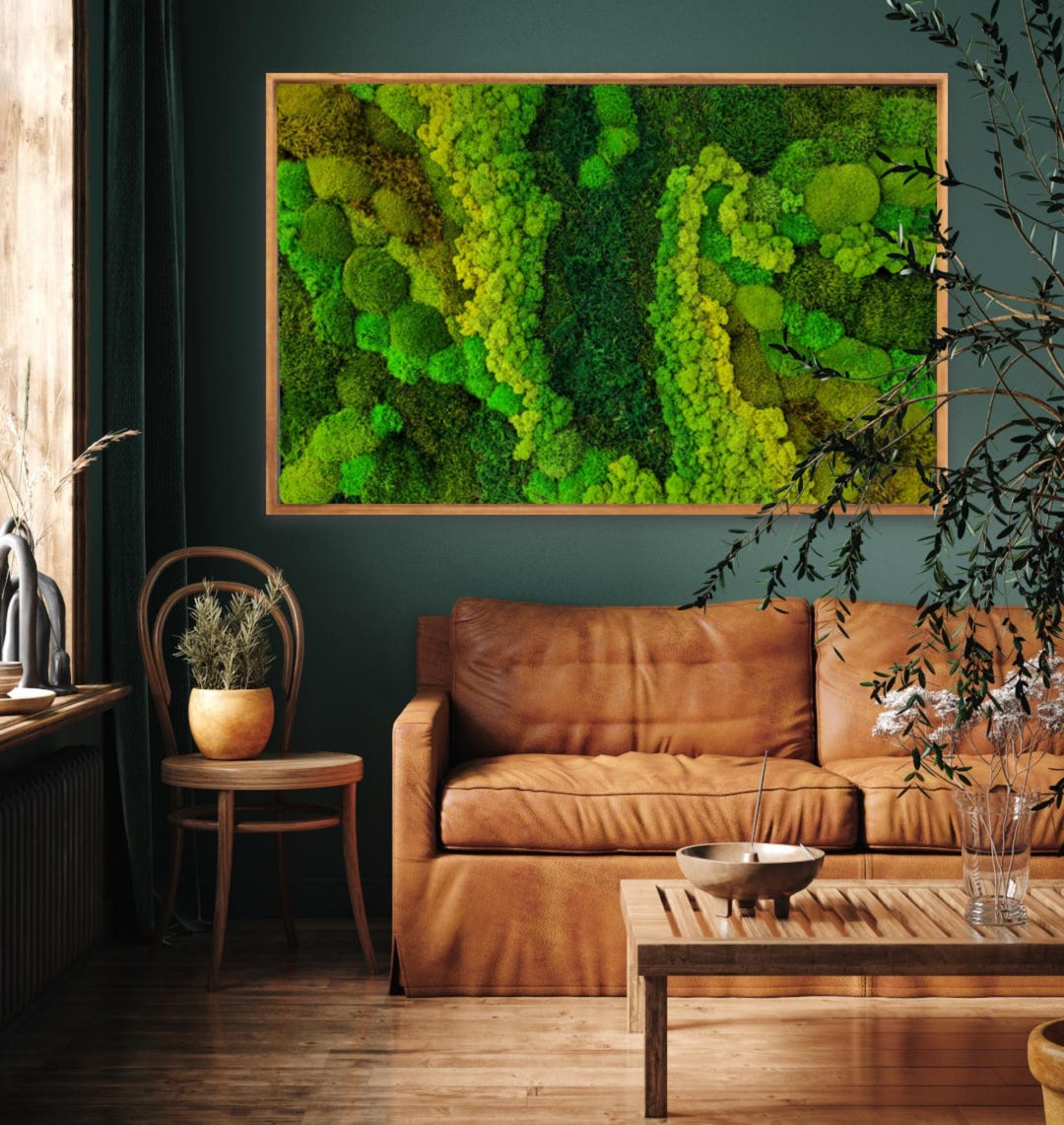 Handmade Preserved Moss Wall Art Panel, Biophilic Interior Decor ...