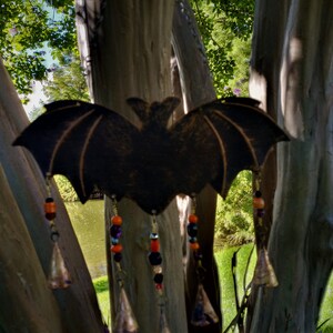 Halloween Bat Windchime - Recycled Metal With Glass Lampwork Beads and ...