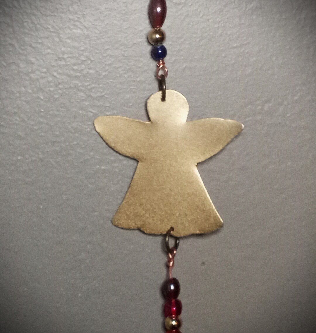 Recycled Metal Petite Angel Suncatcher With Glasswork Beads and ...