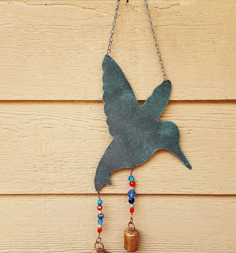 Hummingbird Windchime 2 - Recycled Metal With Glass Lampwork Beads and ...