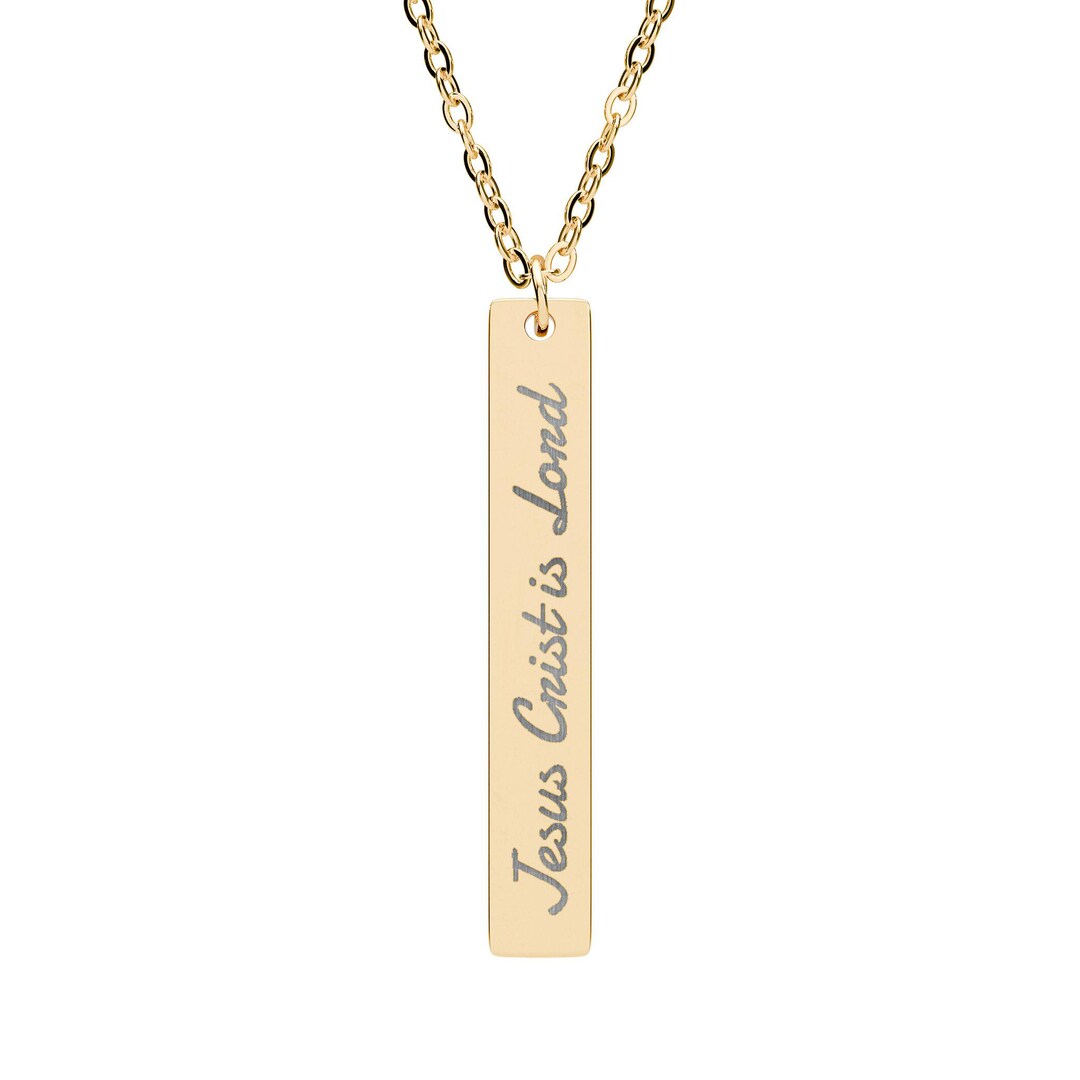 Jesus Christ is Lord Vertical Bar Necklace | Engraved Bar Pendant - Etsy