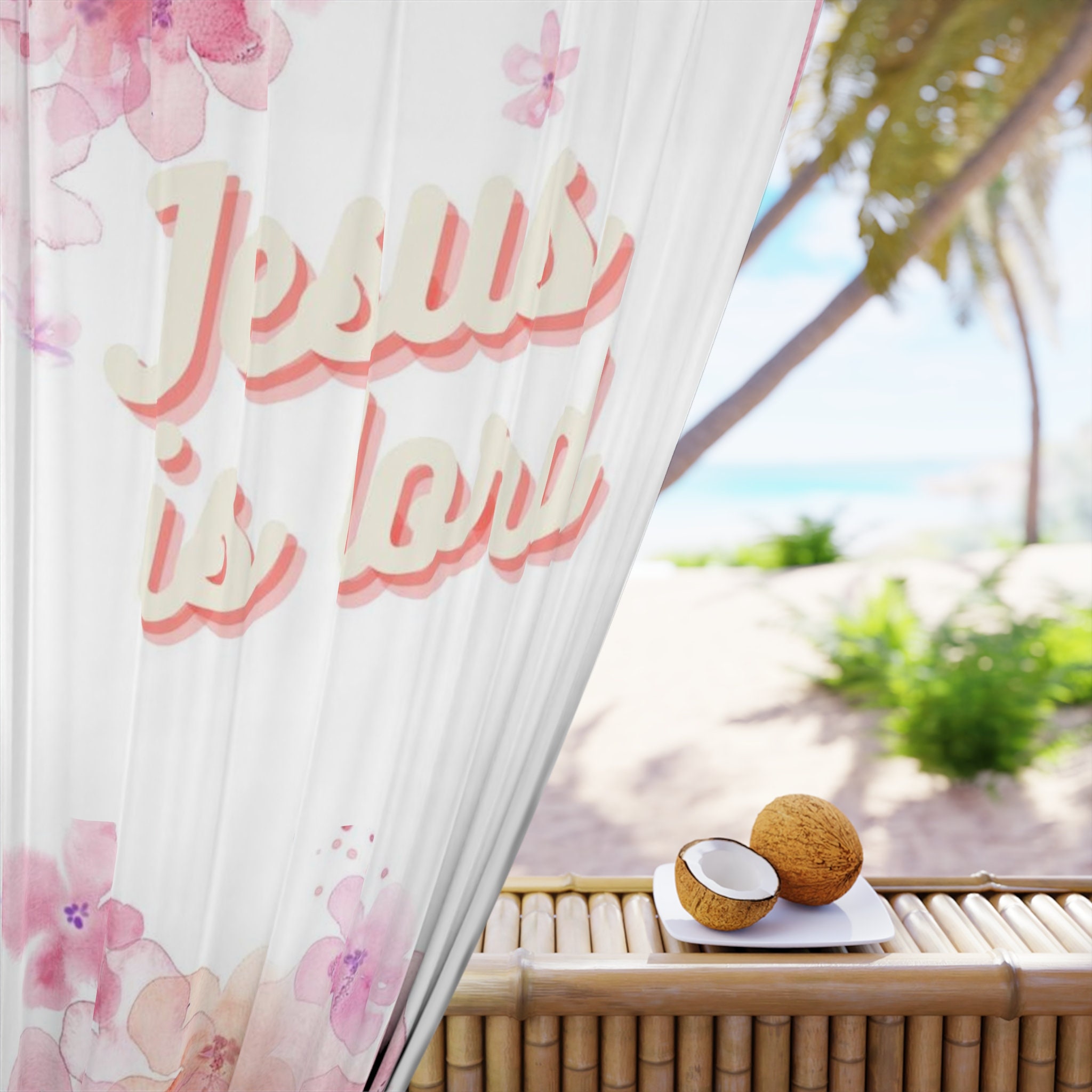 Jesus is Lord Flowers Window Curtains (1 Piece), Christian Home Decor ...