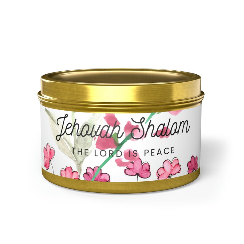 Jehovah Shalom Flower Tin Candles, the Lord is Peace Candles, Godly ...