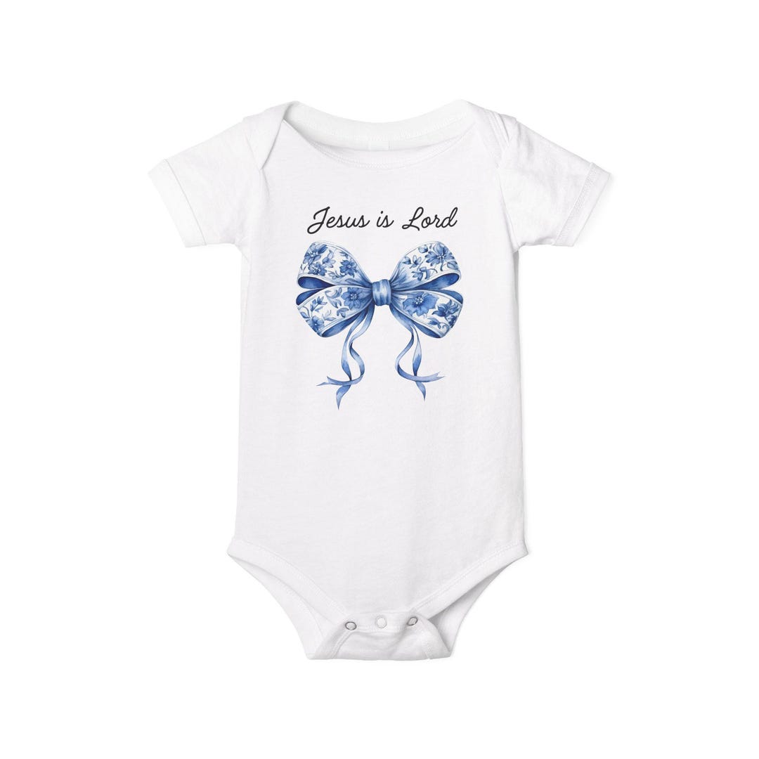 Jesus is Lord Blue Bow Infant One Piece | Christian Baby Bodysuit - Etsy
