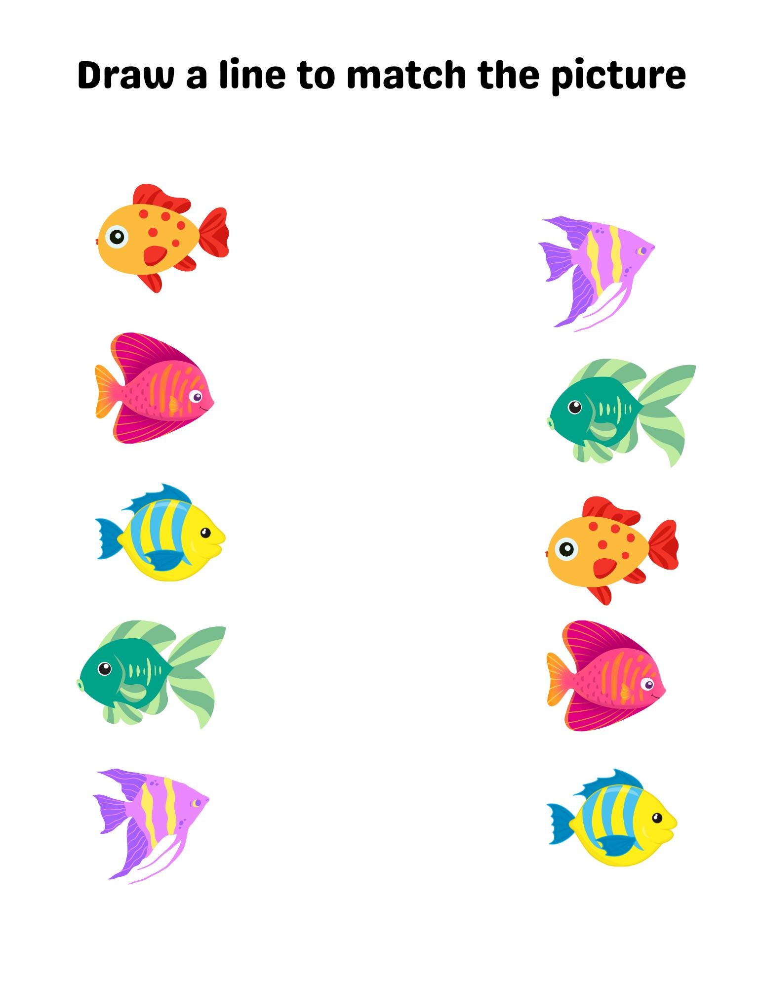 Matching Worksheets (30 Fun Colorful Matching Activity Pages). - Etsy