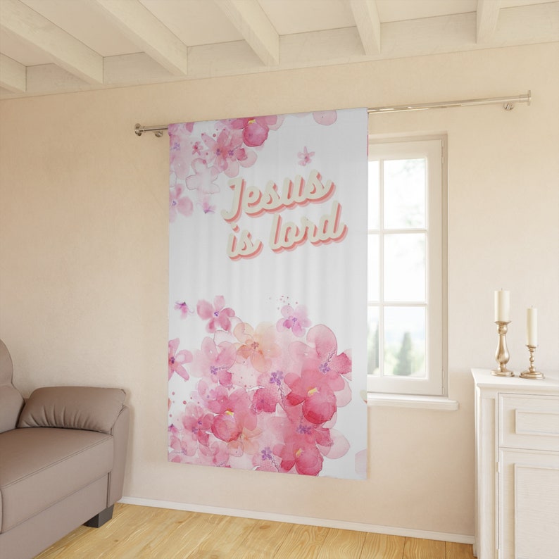 Jesus is Lord Flowers Window Curtains (1 Piece), Christian Home Decor ...