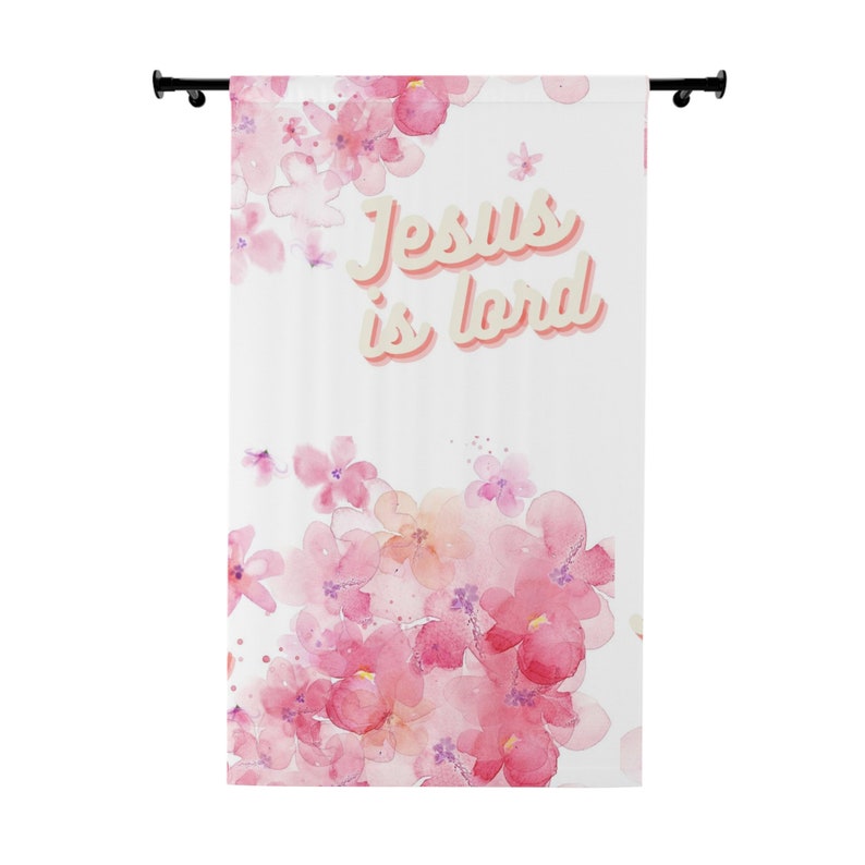 Jesus is Lord Flowers Window Curtains (1 Piece), Christian Home Decor ...