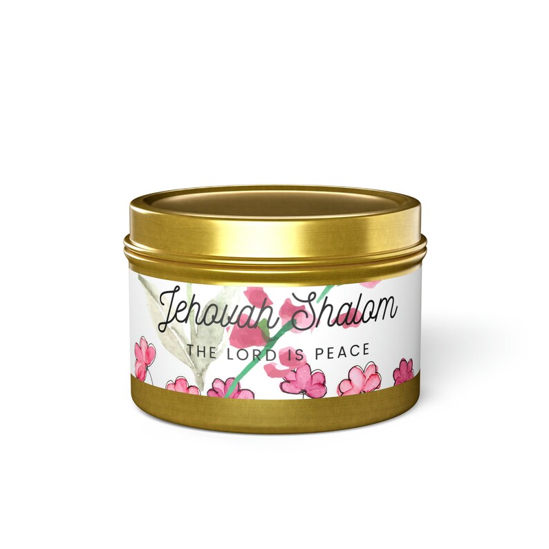 Jehovah Shalom Flower Tin Candles, the Lord is Peace Candles, Godly ...