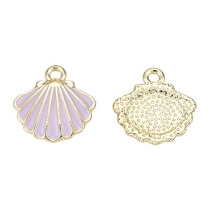 Small Enamel Scallop Shell Charm | Ocean Charms | Summer Charms | Bulk Charms | Set of 5 Charms ...